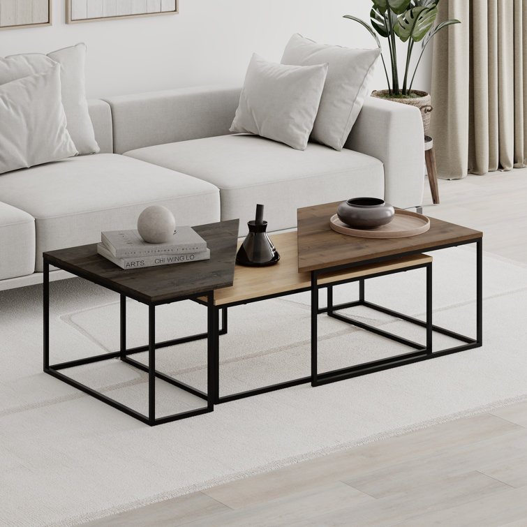 17 Stories Guelph 3-Piece Nesting Coffee Table Set Stylish & Space-Saving | Wayfair.co.uk